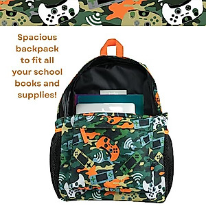 RALME Green Camo Gaming Backpack for Boys, 16 inch