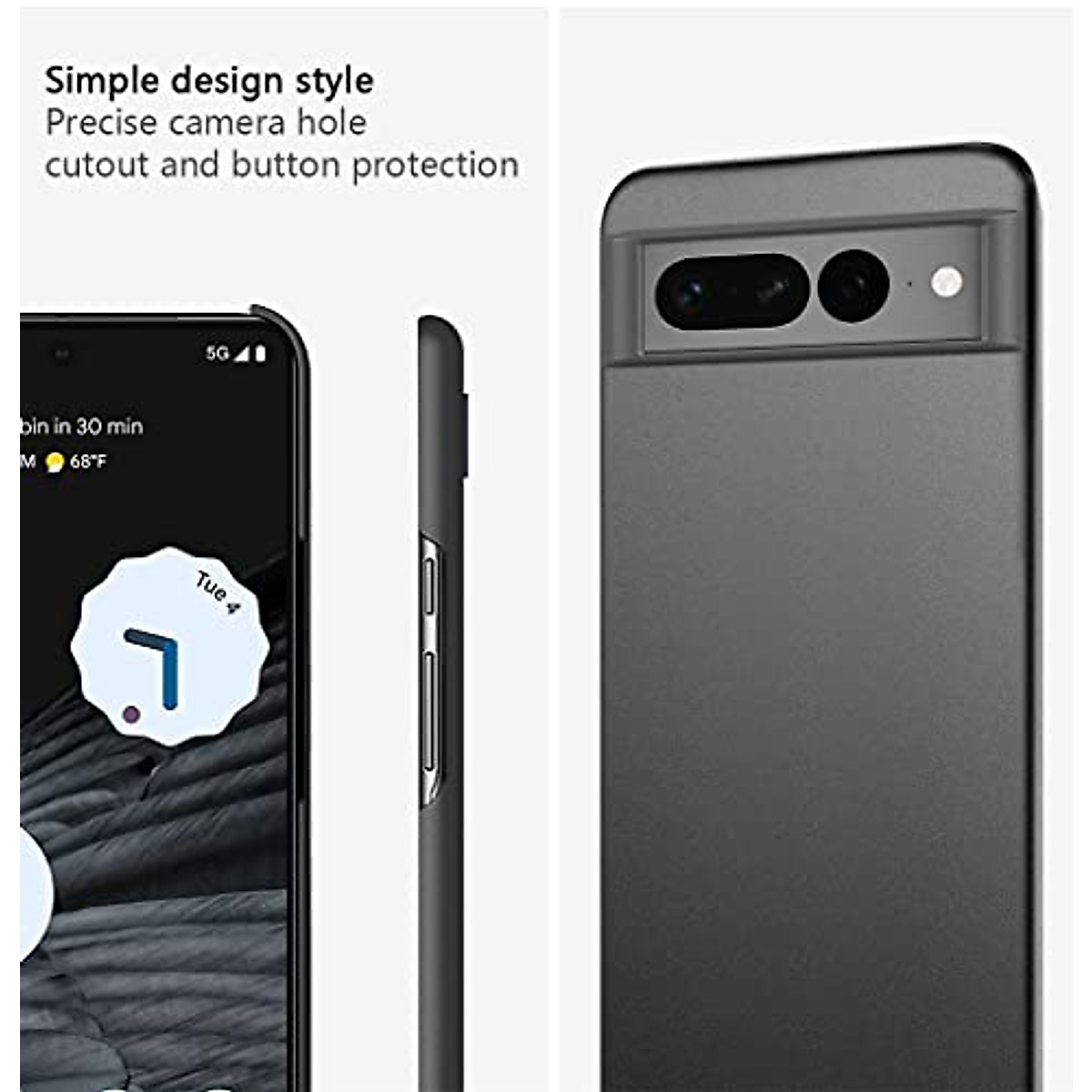 Bastmei Google Pixel 7 Pro 5G Case (2022) - Ultra-Light, Slim Camera Protection Hard PC Cover - Gravel Black
