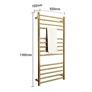 WTTTTW Towel Warmer Rack 14 Bars Wall Mounted Towel Heater, Stainless Steel Towel Warmer Rack, Clothes Drying Rack, Gold