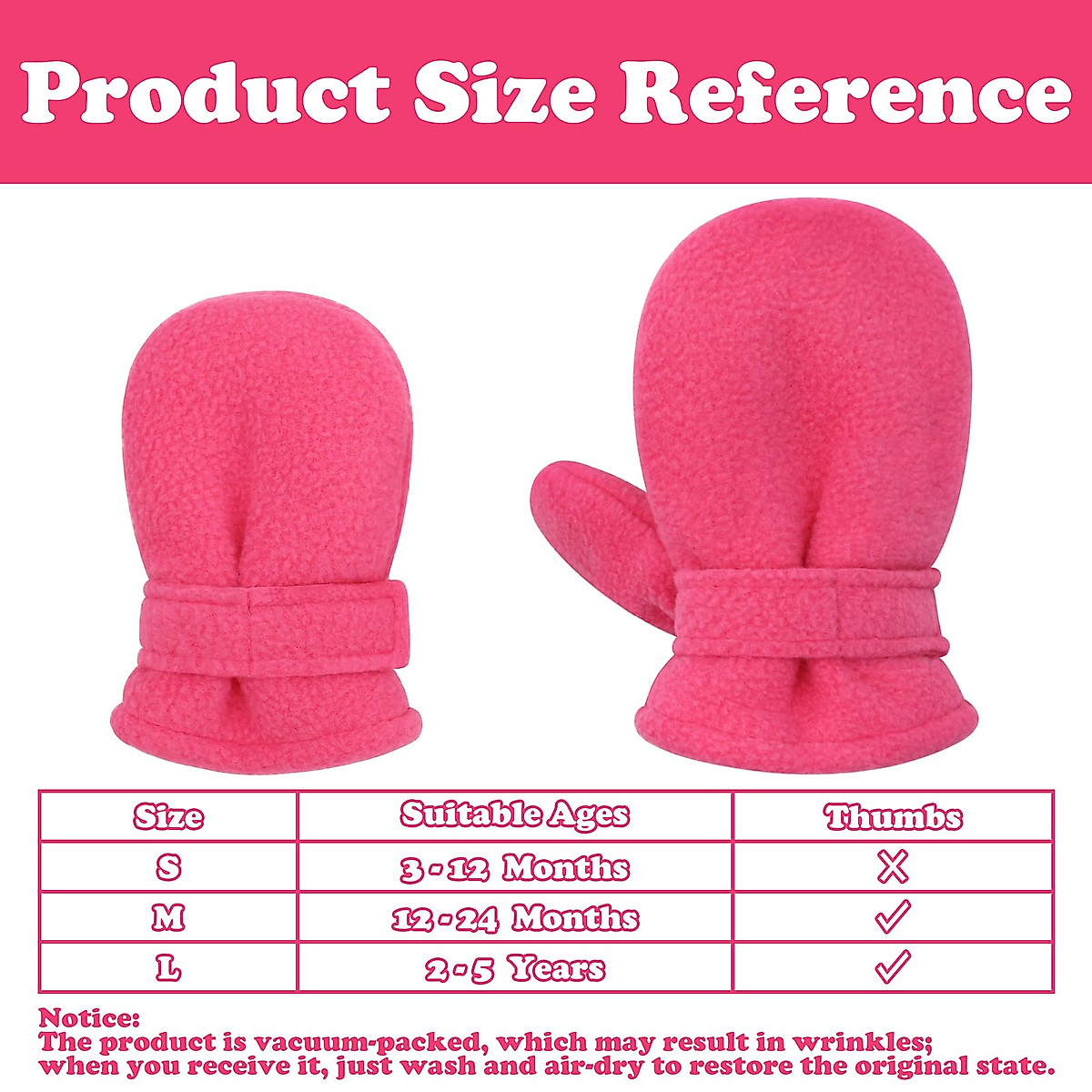 Sherpa Baby Girls Mittens - Winter Toddler Snow Gloves 12-18 Months