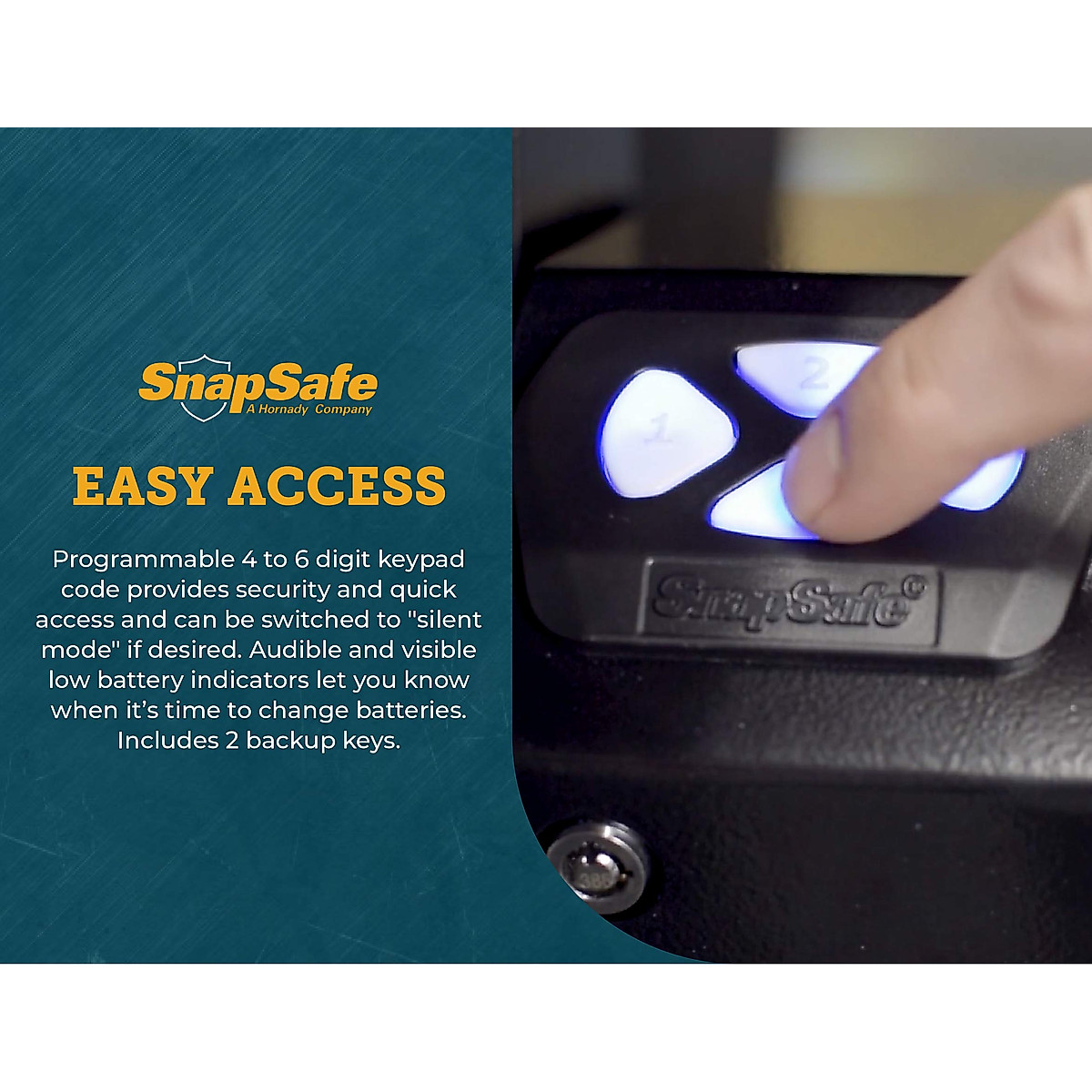 SnapSafe Drop Box Keypad Vault – Keypad Handgun Safe for Handguns – 4-6 Keypad Entry with Backup Keys – Black, Measures 13.5 (H) x 7.5 (W) x 3.6 (D) Inches - Item 75431