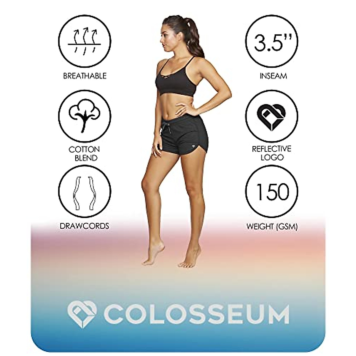 Colosseum Active Women's Simone Cotton Blend Yoga and Running Short (Black, Large)