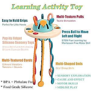 YLTTZH Baby Toys Sensory Activity Silicone Toys for Toddlers 18M+,Toddlers Push Pull Toys for Babies,Baby Fidget Pop It Car Airplane Travel Toy for Toddler,Kid STEM Teething Bath Toys for Babies Gifts