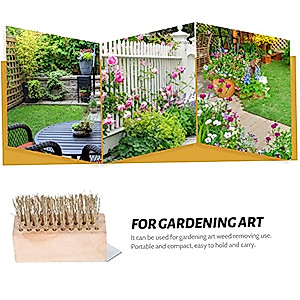 Yardenfun 2pcs Wire Weeding Brush Tile Tools Cleaning Brushes Tile Scrubber Carpet Cleaning Brush Floor Scrub Brush Garden Wire Brush Wooden Handle Brush Weeding Brush Garden Cleaning Supply