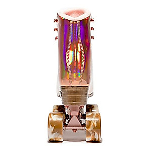 Angels Skates (Rose Gold, 1) - Kids & Women Roller Skates - Premium Quality PU Leather Quad Roller Skates - Adjustable High- top Perfect Indoor Outdoor Angel Dust Girls Retro Roller Skates - 1-13 Size