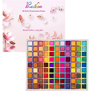 Rechoo 99 Colors Eyeshadow Palette, Rainbow Colors Fusion Eyeshadow Palette, Professional Matte Glitter Makeup Pallet, Colorful Powder Long Lasting Eye Shadow