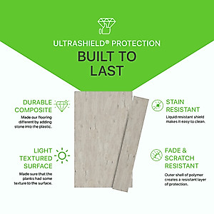 NewTechWood - EverLux Flooring, SPC Vinyl Plank Flooring, Home Decor Bedroom Interlocking Deck Planks, Planet-Conscious Room Flooring, Clamshell Gray, 8.75 x 72 inches, Set of 4 - Sample