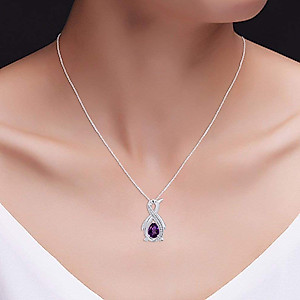 Pear Simulated Amethyst & Diamond Accent Infinity Penguin Pendant Necklace 14k White Gold Over Sterling Silver with 18" Chain