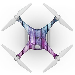 Design Skinz Design Skinz Pink & Blue Dyed Wood Full-Body Wrap Decal Skin-Kit Compatible with The Drone DJI Phantom 4 Pro