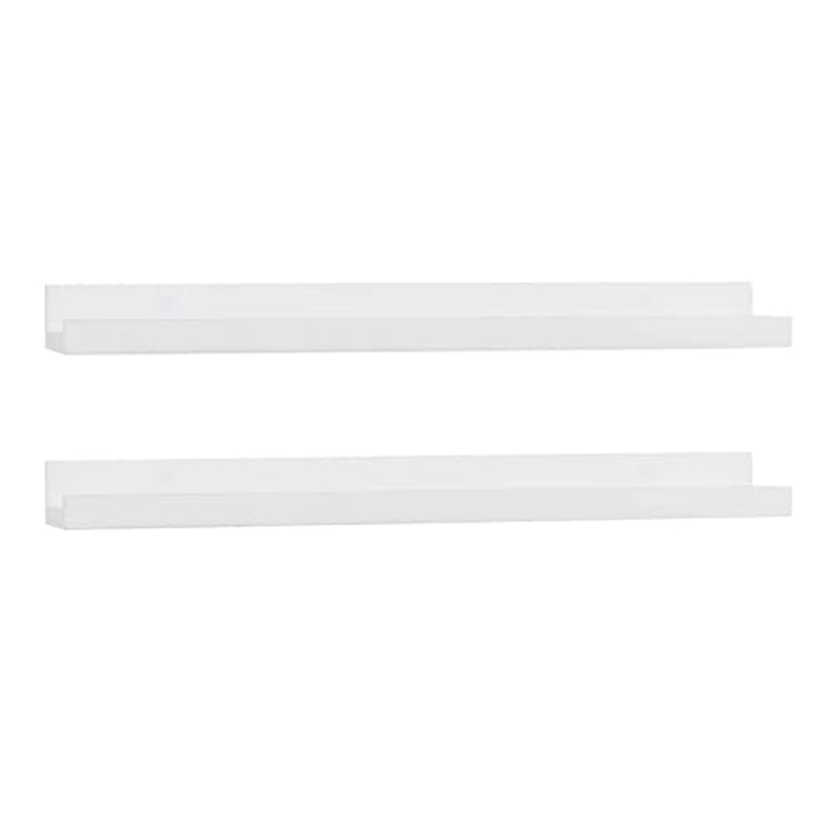 Wallniture Denver 17" White Floating Bookshelf and Picture Ledge for Kids Room Decor and Nursery Shelves for Wall, Set of 2