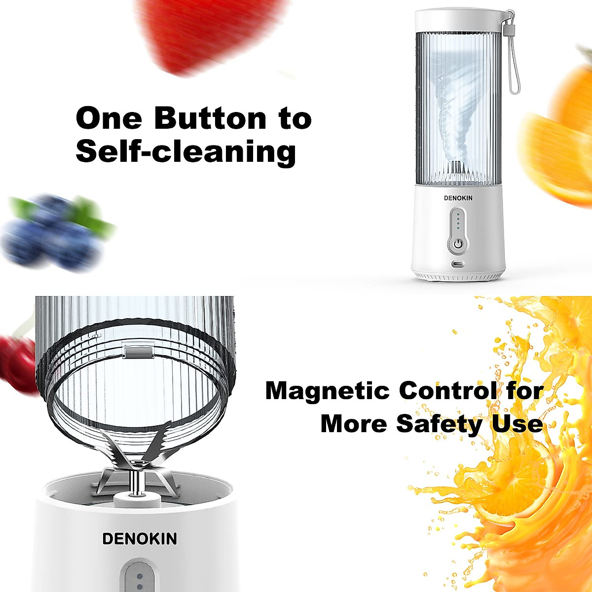 Portable Blender, Personal Size Blender for Smoothies and Shakes,USB Rechargeable Mini Blender Fresh Juicer Cup with Stronger Motor Household Fruit Mixer for Kitchen,Home,Travel