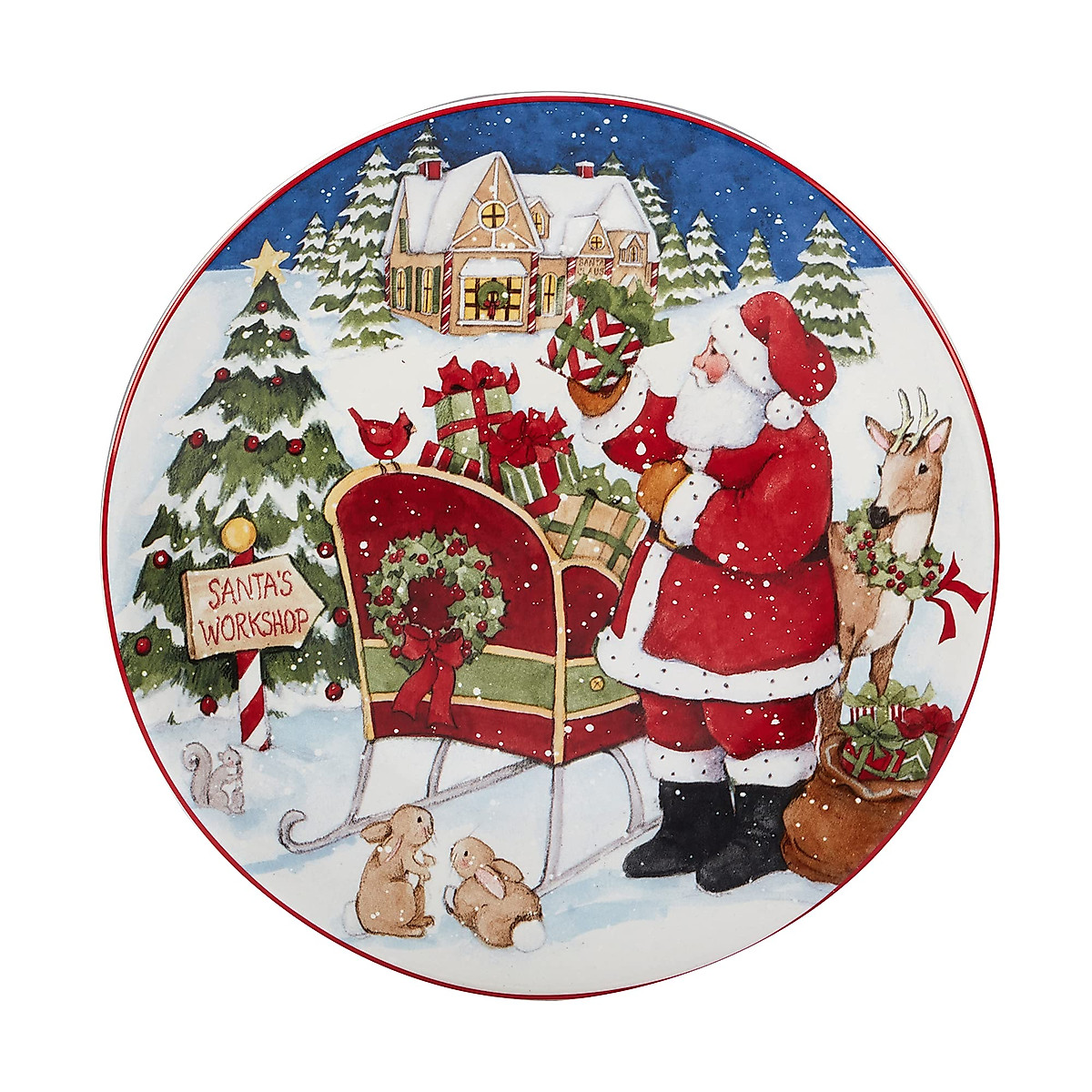 Certified International Santa's Workshop 9" Dessert/Salad Plates, Multicolor, Medium, Set of 4