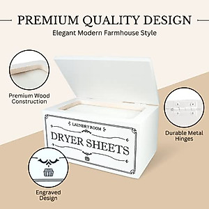 Farmhouse Dryer Sheet Dispenser/Holder Box with hinged Lid - Rustic Farmhouse Laundry Room Organizer - Fabric Softener Dispenser - Storage Container