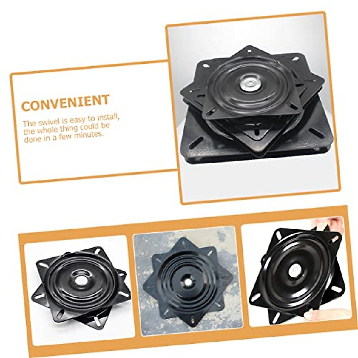 Homoyoyo Table Turntable Camping Hammock Stool Swivel Plate Ball Bearing Boat Seat Pedestals Furniture Bar Stool Seat Replacement Cold Rolled Steel to Rotate Mount Swivel Chair