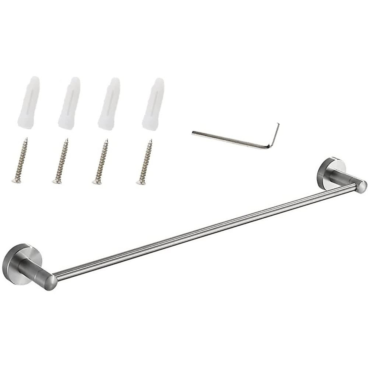 HXcomet 40cm Towel Rail Wall Mounted Towel Holder Screw mounting Small Towel Rail for Bathroom and Kitchen SUS 304 Stainless Steel Brushed Finish,Silver (40cm Towel Rail_B_Style)