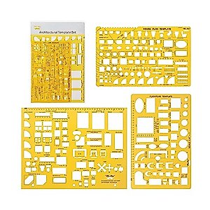 Mr. Pen- House Plan, 3 Pack, Orange, Interior Design and Furniture Templates, Drafting Tools and Ruler Shapes for Architecture, Drafting Tools, Architecture Supplies, Drafting Templates