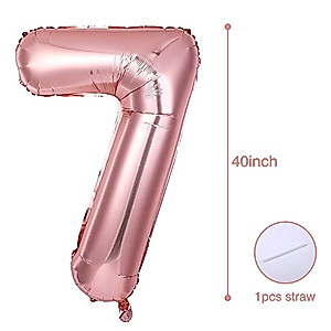 Number 7 and Number 5 Balloons, 40 Inch Rose Gold Number Balloons, Large Digital 75 Balloon, Foil Mylar Balloons Decorations for Birthday Party, Wedding, Anniversary, Graduations
