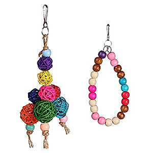 HappyToy Bird Parrot Toys 8pcs Play Set for Birds, Hanging Colorful Swing Chewing Toy Bells, Ladder Swing for Small Parrots, Macaws, Parakeets, Conures, Cockatiels, Love Birds