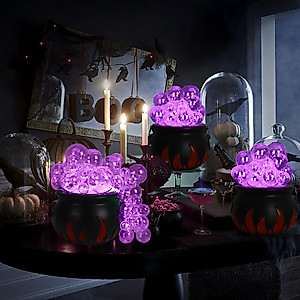 YUJUN 3 Packs Halloween DIY Bubbling Cauldron Bowl Decorations with Transparent Spheres Black Plastic Witch Jar Kettle Party Decoration Vintage Spooky for Halloween Indoor Home Table Decor Supplies