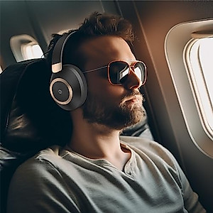 Active Noise Cancelling Headphones, 100H Playtime Headphones Wireless Bluetooth, Bluetooth Headphones with Microphone, Over- Ear Wireless Headphones with Deep Bass,Fast Charging for Travel,Office,Home
