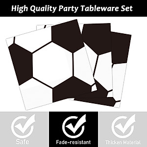 Serves 24 Soccer Birthday Party Plates Napkins Soccer Party Supplies Tableware Paper Dinnerware Decoration for Birthday Party Baby Shower for Soccer Fans, Totally 96Pcs