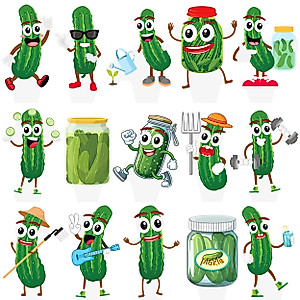 48Pcs Pickle Theme Cupcake Toppers Green Pickles Cucumber Birthday Party Decorations Funny Pickle Cake Topper Decorations for Cute Cucumber Pickle Theme Baby Shower Kind of A Big Dill Party Supplies