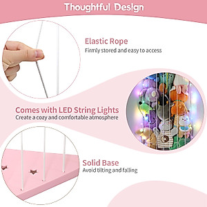 Stuffed Animal Storage Corner Plush Toys Holder with Star Pattern,Stuffed Animals Holder with LED Light,Large Corner Kids Plushies Toys Wall Hangingwith Adjustable Length for Nursery Playroom Bedroom