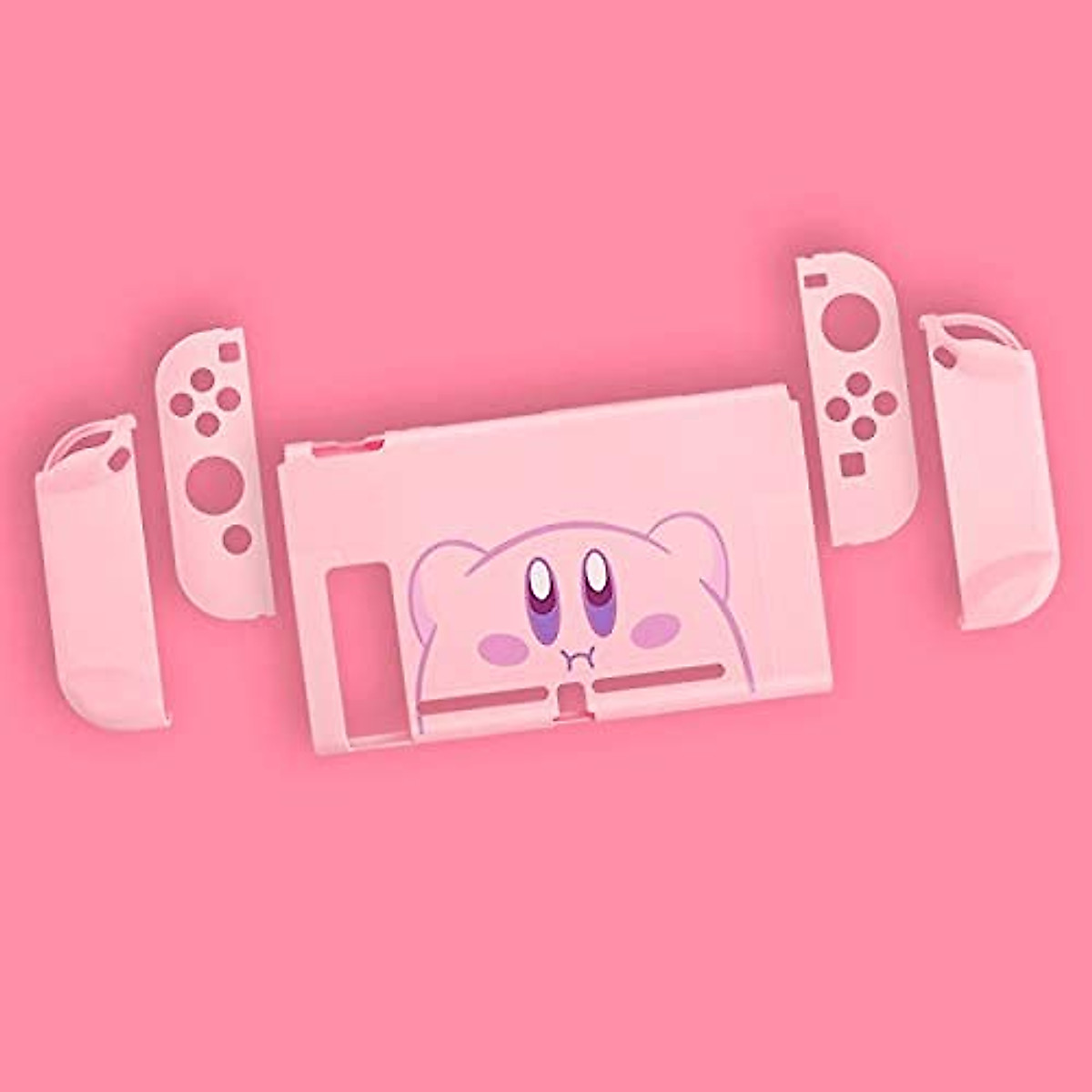 BelugaDesign Pink Puff Ball Case | Cute Kawaii Anime Pink Pastel Cover for Girls | Dockable Star Allies Forgotten Land | Compatible with Regular Nintendo Switch Standard [Video Game]