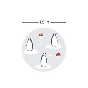 Cute Penguin Holiday Sticker Assortment / 6 Alternating Winter Designs / 500 1.5" Snowy Sweet Labels