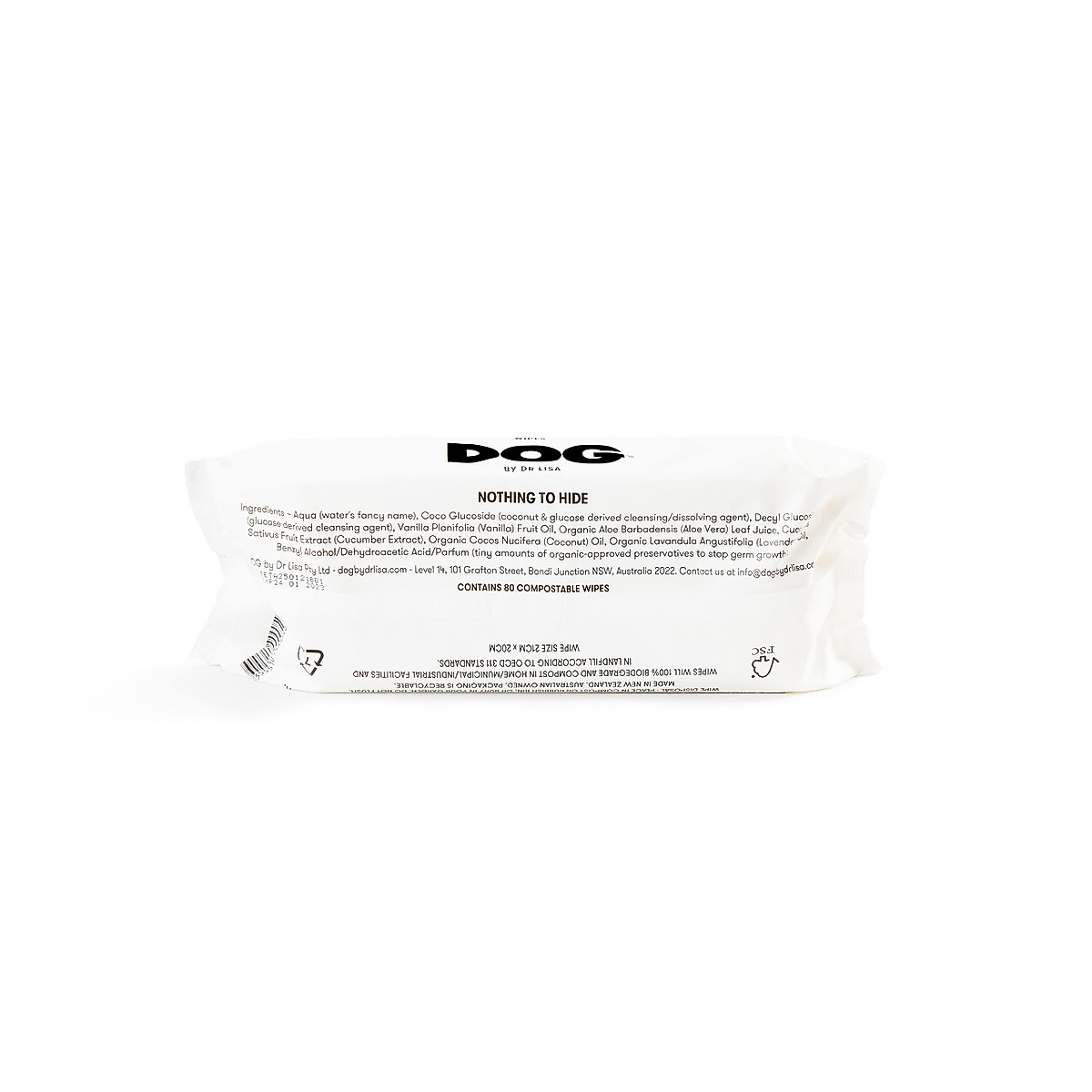 DOG by Dr. Lisa - Dog Wipes - Plant-Based, Natural Bathing Wipes for Dogs - Made from 100% Compostable Bamboo - Vet-Created - Vegan, Non-Toxic - 80 Count