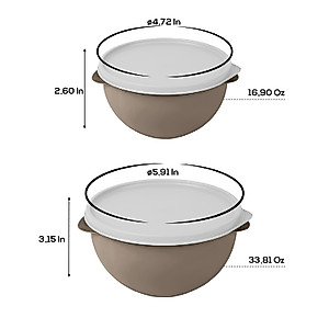Plasvale - Set Biovita Colorful Plastic Bowls with Lids - Microwave, Freezer and Dishwasher Safe - 4 Pieces - BPA Free (Brown)