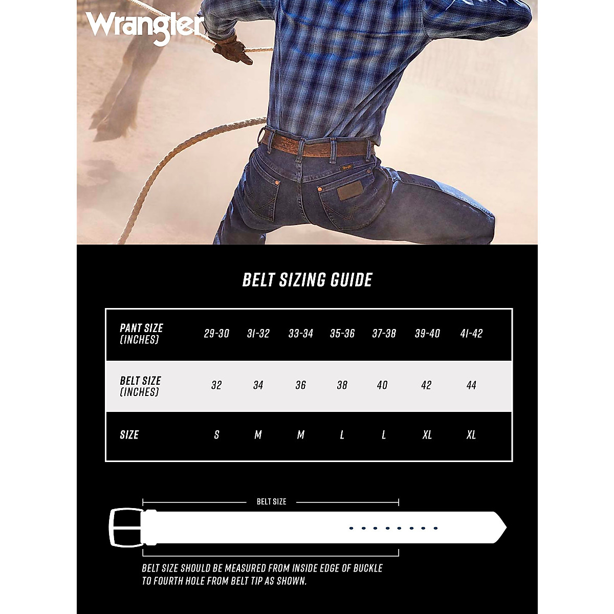 Wrangler Men’s Leather Country Casual Every Day Dress Belt for Jeans, Khakis Brown 34