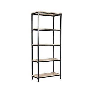 Cloud Mountain Finefind 4 Shelf Wood and Metal Industrial Open Bookcase Tall Modern for Home Office Storage, Charter Oak Finish