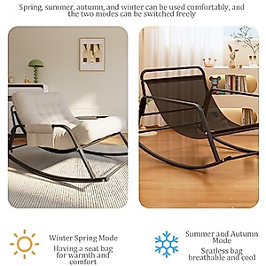 BREAUX Faux Leather Nursery Glider Rocker with Comfortable Padded Seat Solid Wood Base,Outdoor Patio Rocking Chair,Modern Lounge Egg Chair for Indoor & Outside(D)