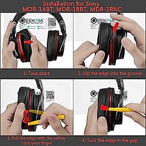 Geekria Earpad and Headband Cover Replacement for Sony MDR 1ABT, MDR 1RBT, MDR 1RNC Headphones/Ear Cushion Headband Protector/Repair Parts/Easy DIY Installation No Tool Needed