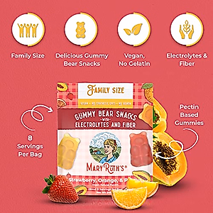 MaryRuth's Gummy Bears Snacks | Delicious Gummies with Electrolytes and Fiber | Gummy Candy Made with Organic Cane Sugar | Variety Pack | Vegan | Gluten Free | Non-GMO | Family Size | 240g