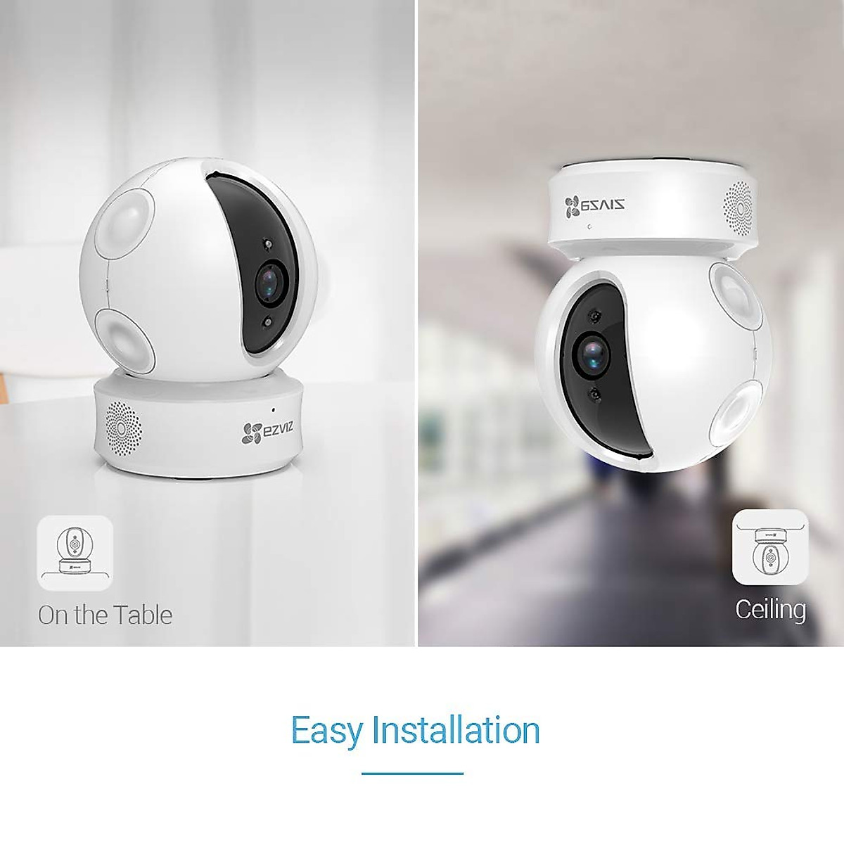 EZVIZ Security Camera 1080P, IP Dome Pan/Tilt Surveillance, Night Vision, Auto Motion Tracking, Pet Baby Monitor, Two Way Audio, Compatible with Alexa and Google(CTQ6C-WH)