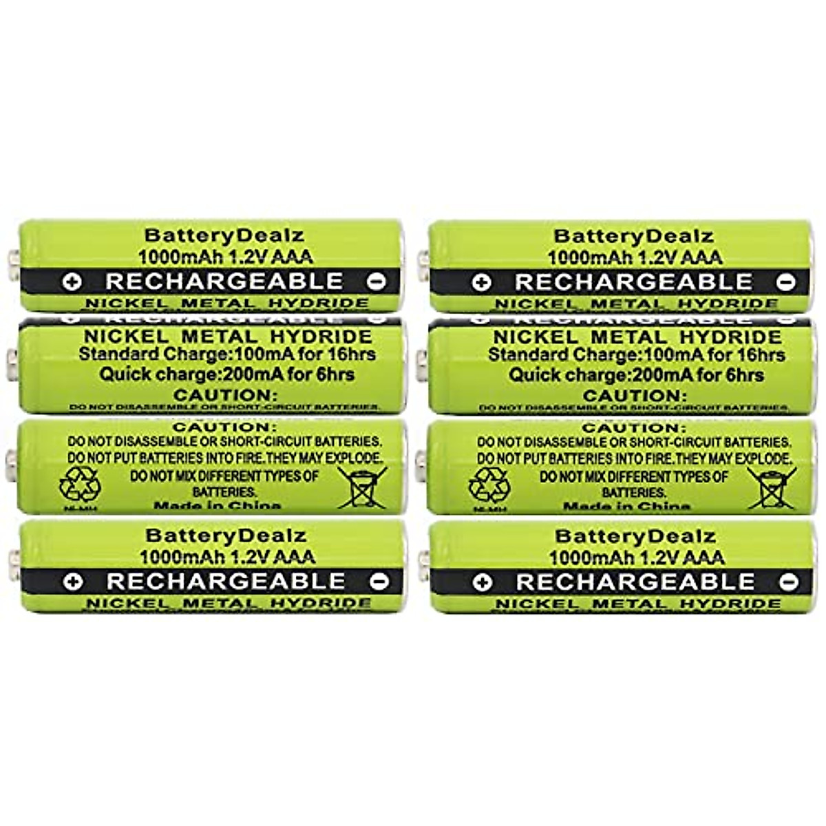 BatteryDealz 1.2V NiMH AAA Rechargeable Batteries Compatible with Panasonic Cordless Telephones (8-Pack)