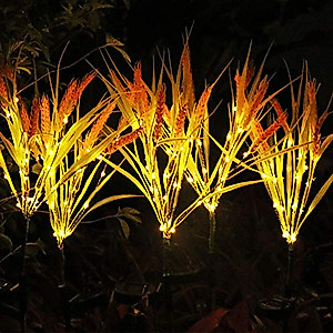 X-GiftKey Solar Stake Lights Outdoor Decorative, 2 Pack Wheat Ear LED Garden Lights,Mom's Garden Gift Waterproof Flower Lamp, Solar Landscape Light for Garden Yard Patio Pathway Decor(Yellow)