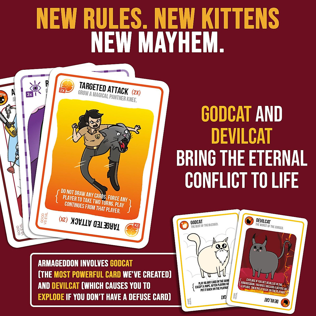 Exploding Kittens Good vs. Evil - 2-5 Players - Ages 7+ - Inspired by Netflix Show - High Stakes Family Card Game - Ideal for Party, Family Night - Animated Netflix Show