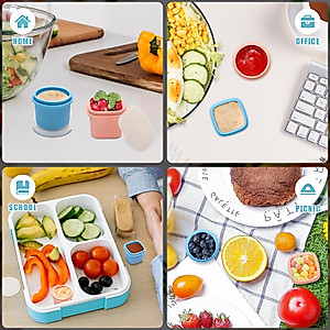 [8 Pack, 2 oz] Salad Dressing To Go Containers, Small Silicone Sauce Cups with Leakproof Lids For Lunch Boxes, Picnics, Travel