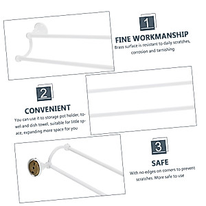 IMIKEYA 1 Pc Double Bar Towel Rack White to Rotate Hanging Rod Brass Household