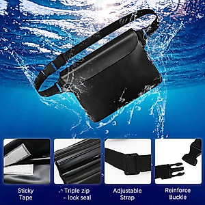 SITAKE 4 Pcs Waterproof Pouch Bags Set, Including 2 Waterproof Waist Pouch with adjustable waist strap, 2 Waterproof Phone Cases for kayaking, Swimming,travel (Black+Blue)