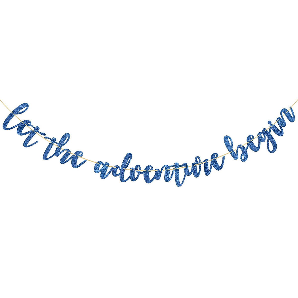 KakaSwa Let the Adventure Begin Banner, Blue Sign Decor for Baby Shower/Bridal Shower, Travel Themed Party Decoration Supplies