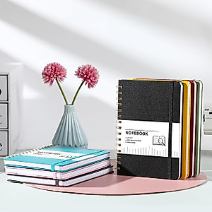 Ymomode Ruled Notebook/Journal - Notebooks with Hardcover and Premium Thick Paper, 8" x 5.7" (exclusive of spirals), College Ruled Spiral Notebook/Journal, Strong Twin-Wire Binding, Back Pocket