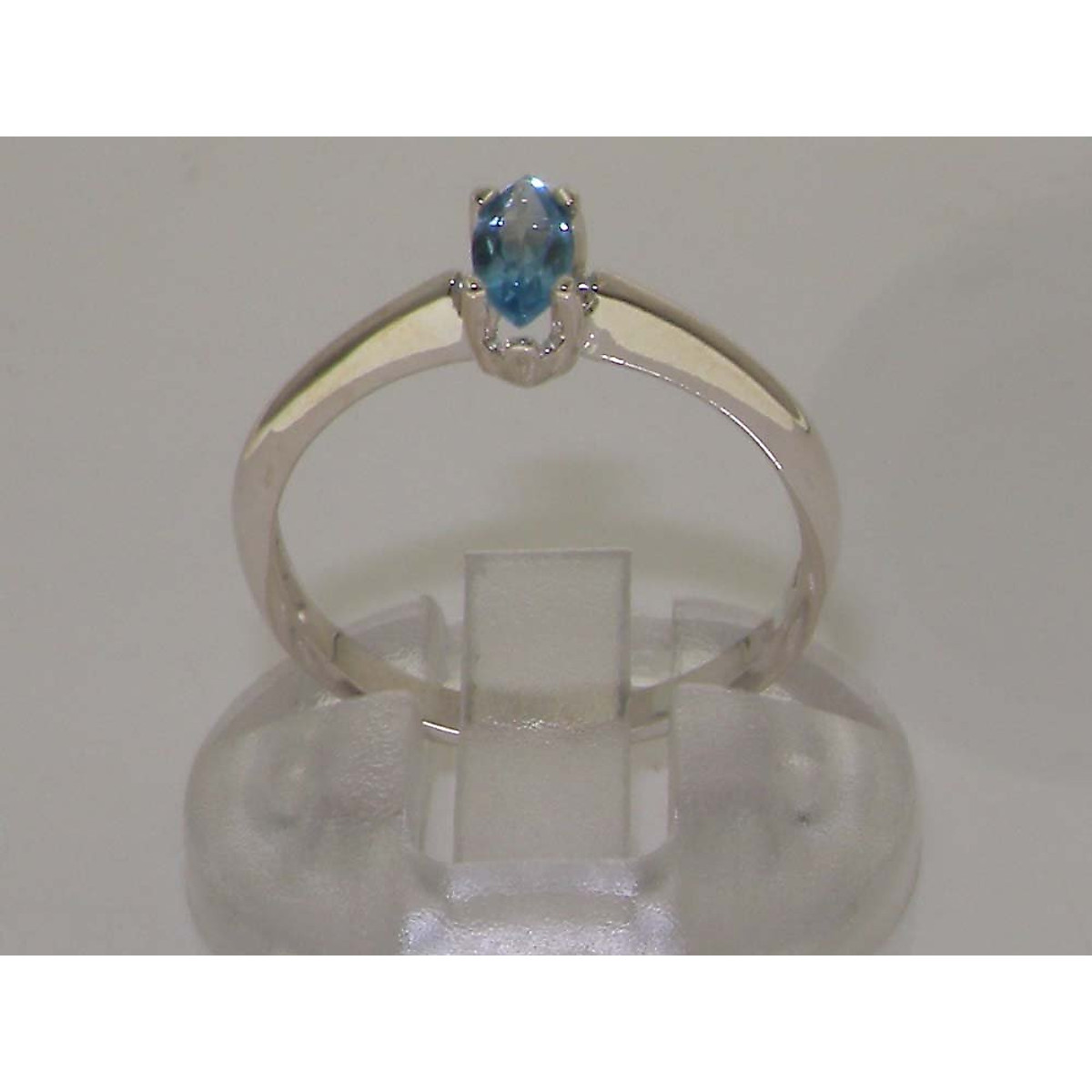 925 Sterling Silver Real Genuine Blue Topaz Womens Statement Ring - Size 11