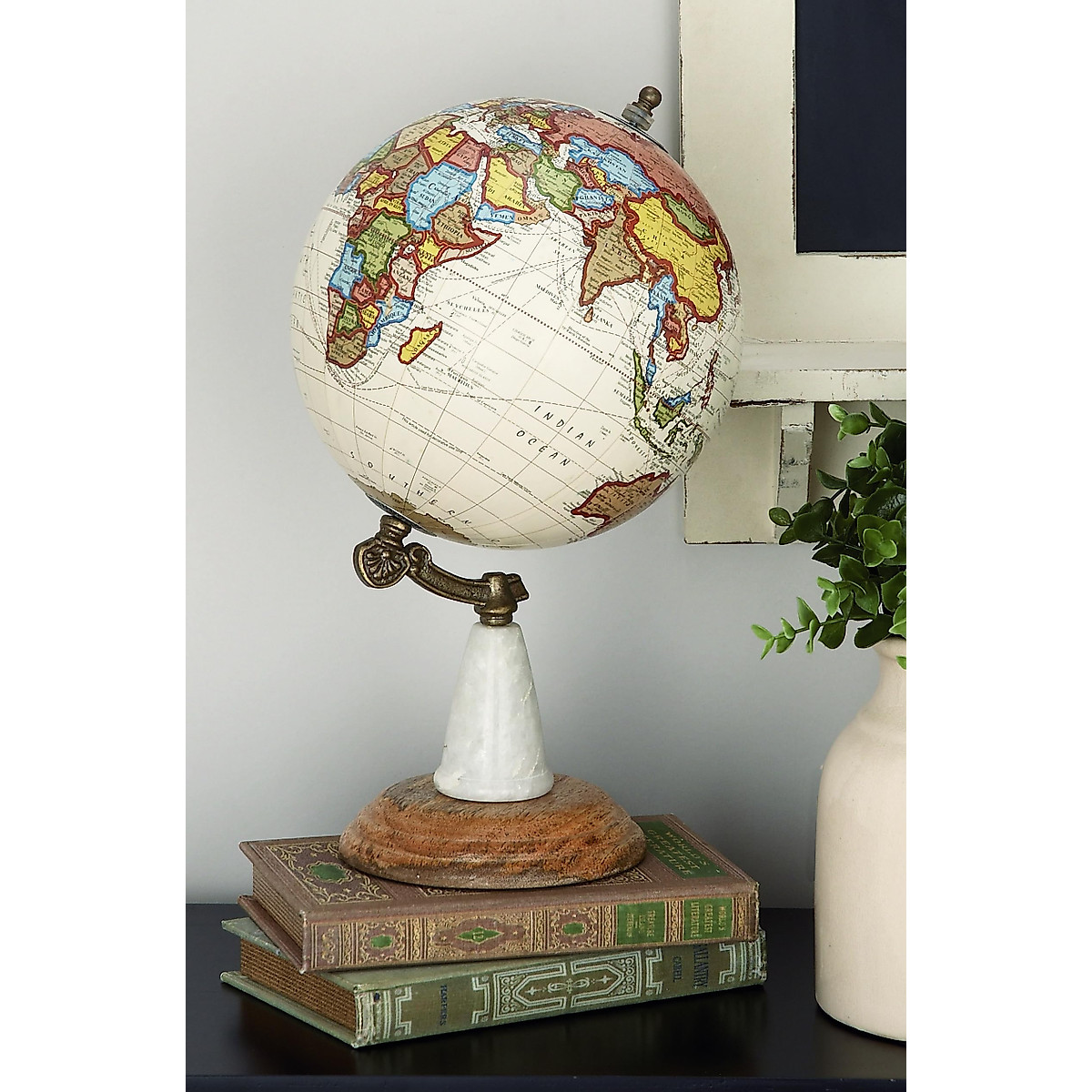 Deco 79 Mango Wood Globe, 8" x 8" x 14", White