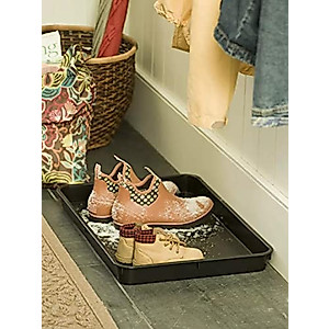 Gardeners Supply Company Entrance Boot Tray | Multi-Purpose All Weather Waterproof Indoor and Outdoor Shoes Mat Made with 100% Durable Recycled Plastic | 22-5/8"L x 15-1/2"W and 2" Deep, Black - Small