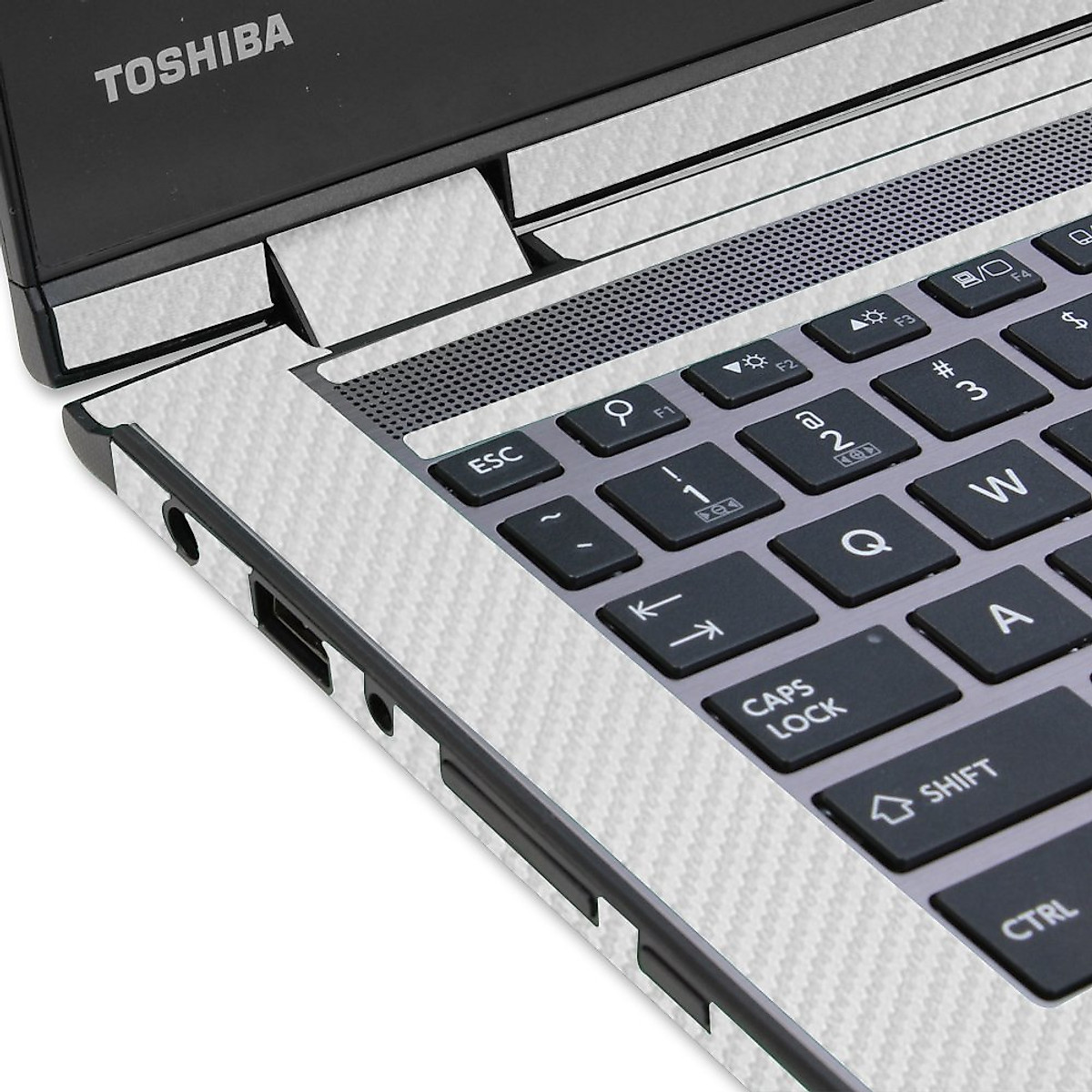 Skinomi Silver Carbon Fiber Full Body Skin Compatible with Toshiba Satellite Radius (2015, 14 inch)(Full Coverage) TechSkin with Anti-Bubble Clear Film Screen Protector