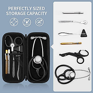 Stethoscope Case for 3M Littmann Classic III, Lightweight II S.E, MDF Acoustica Deluxe Stethoscopes, Extra Room for Nurse Accessories and Medical Equipment, Hard Carrying Case with Mesh Pocket, Black